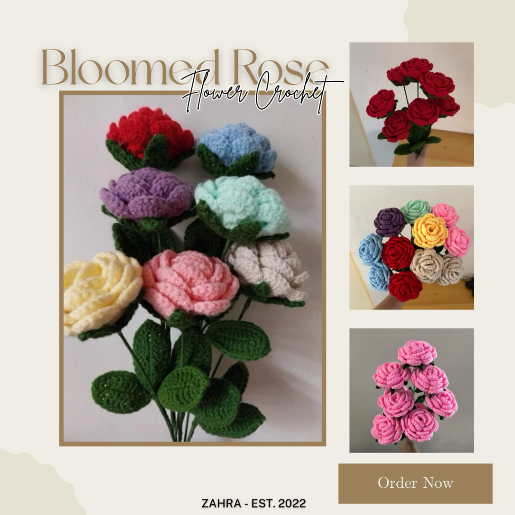 Bloomed Rose Flower Crochet | Shopee Philippines