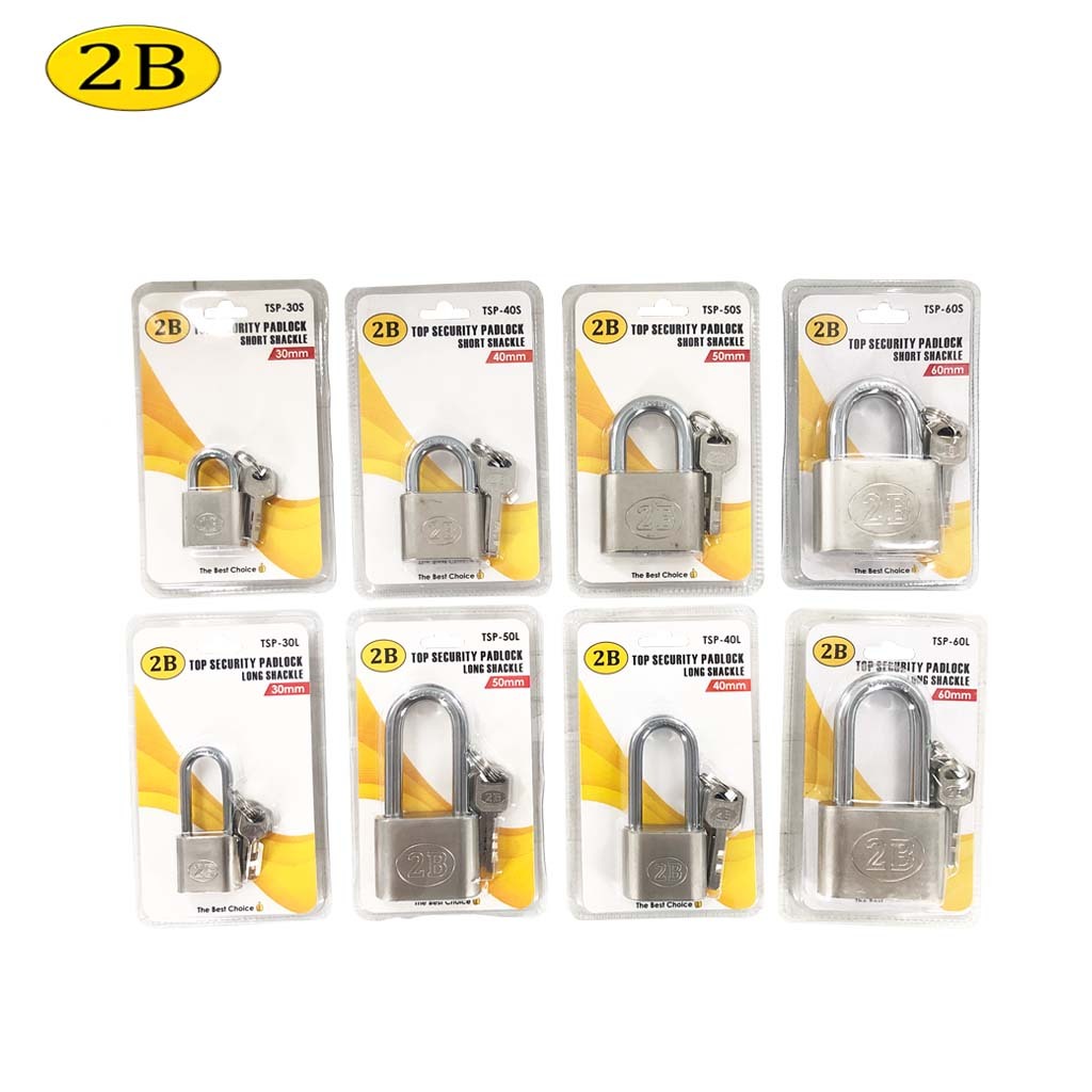 2B Padlock Heavy Duty Short Long Shackle Hard Steel Material with 3 ...