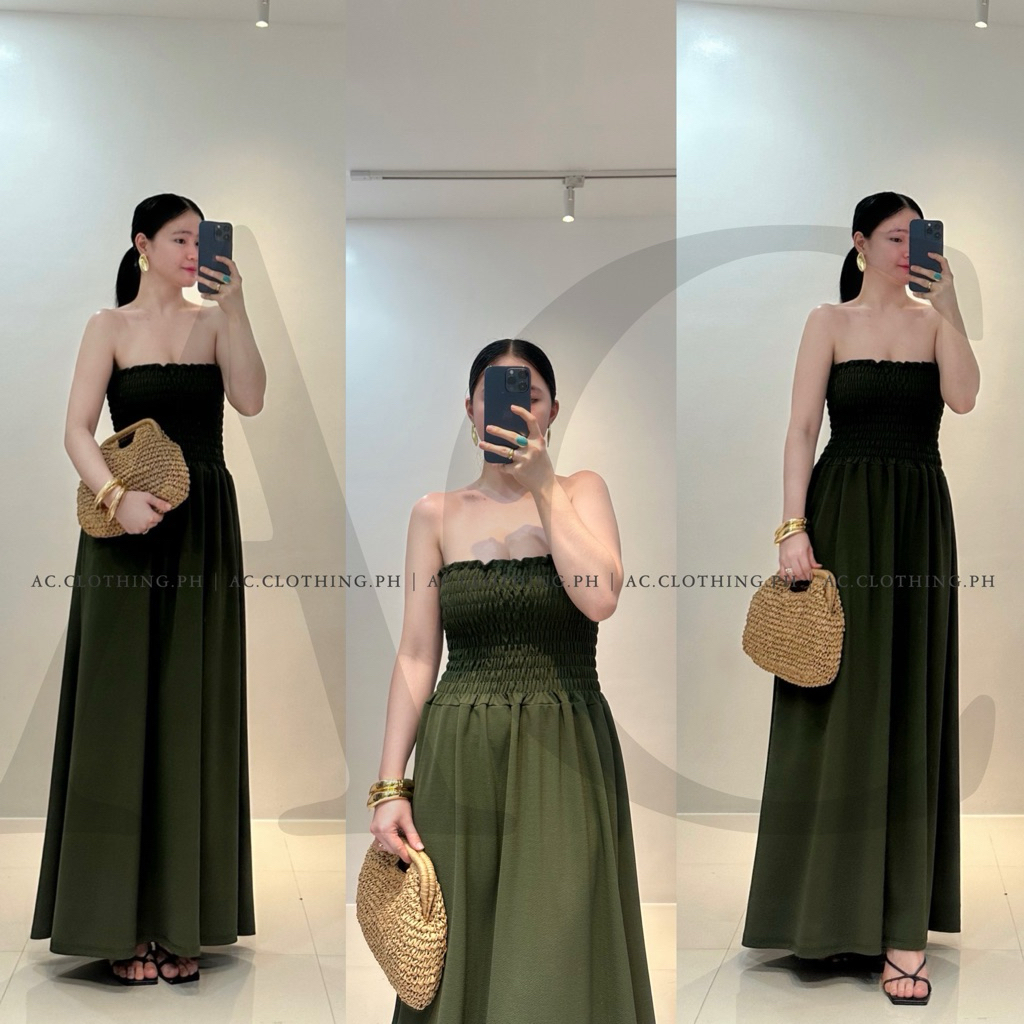 Janina Plain Women Summer Dress Casual Smocking Palda | Shopee Philippines