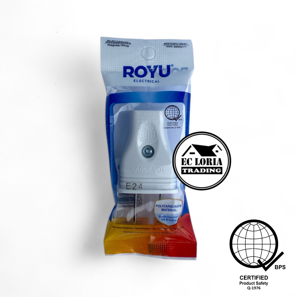 Royu Regular Electrical Male Plug 10A (REDPL101) | Shopee Philippines