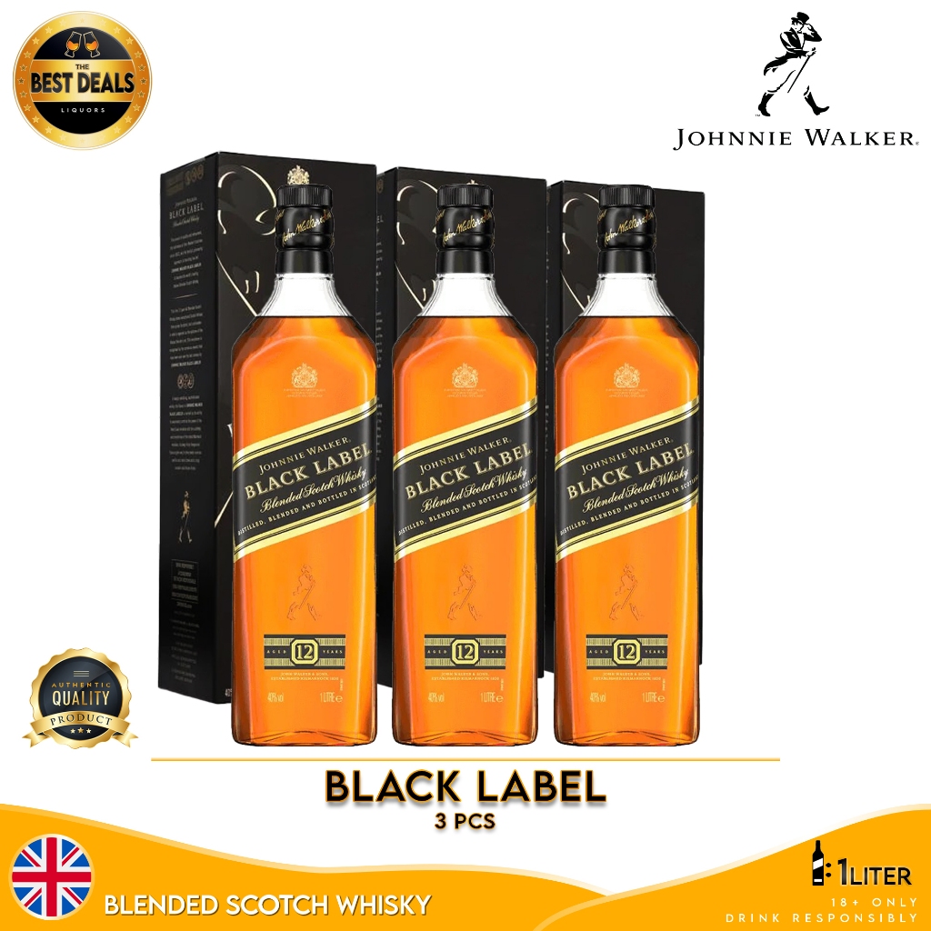 Johnnie Walker Black Label 1L X 3 Bottles | Shopee Philippines