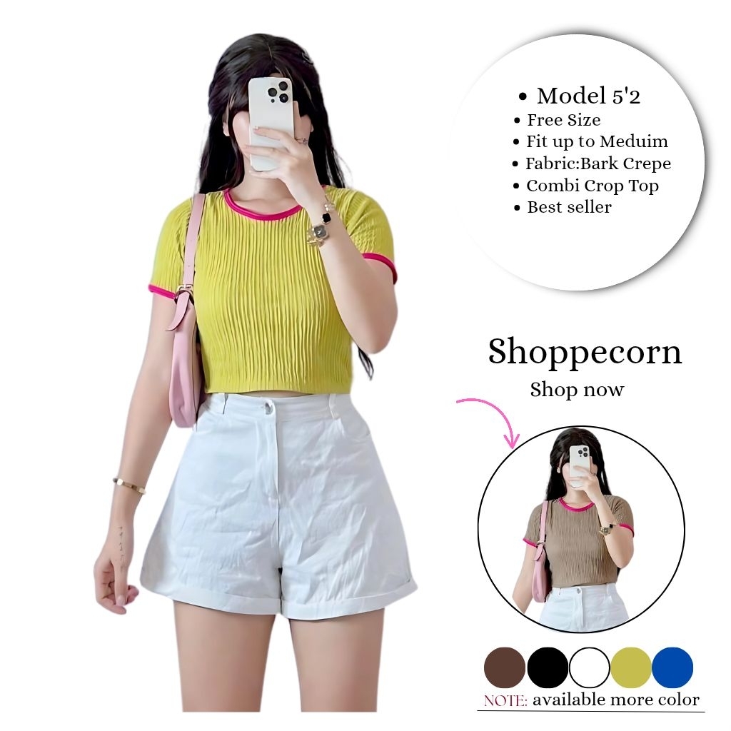 Shoppecorn | Ringer Bark Crepe Crop Top | Small to Medium | Shopee ...