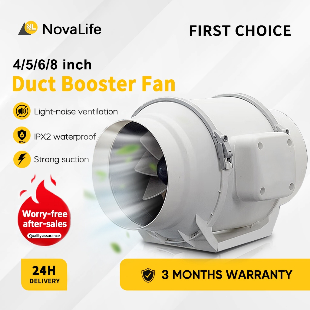 High Suction Inline Duct Booster Fan 4/5/6/8inch Kitchen Strong Exhaust ...