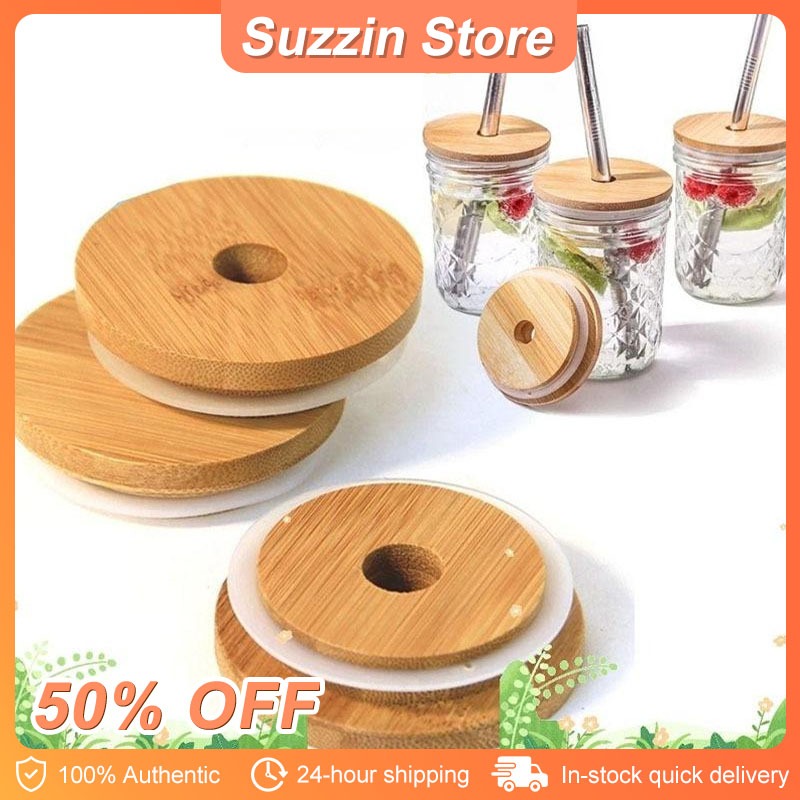Bamboo Wood Silicone Lid Creative Cup Lid Reusable Bamboo Wood Lids ...
