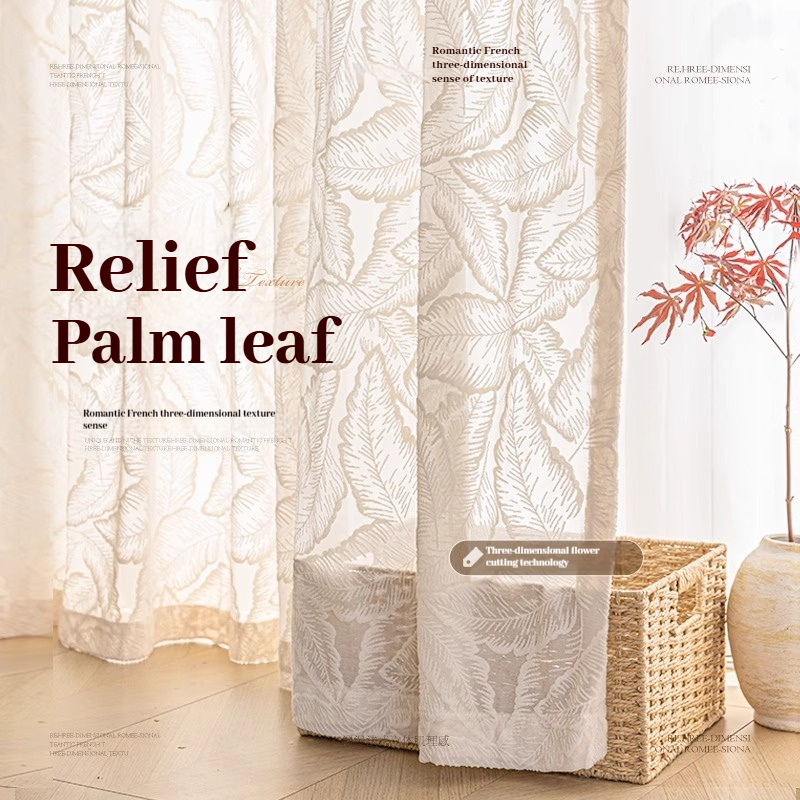French Aesthetic Window Sheer Curtain Elegant Relief Lace CurtainsWith ...