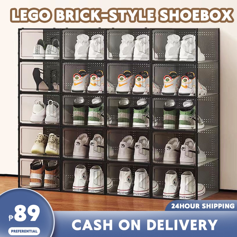 Lego brick shoebox Large Size Stackable ShoeBox Storage Organizer Self ...