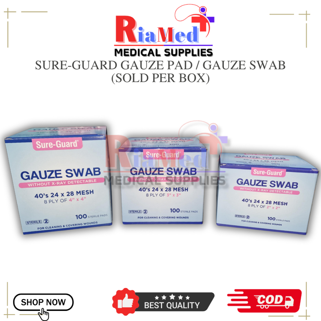 SURE-GUARD GAUZE PAD / SWAB STERILE 2x2 & 3x3 (SOLD PER BOX) | Shopee ...