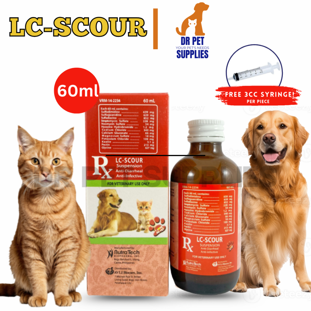 60ml LC Scour Anti Diarrhea Syrup All Stages Adult Kitten Puppy Boosts ...