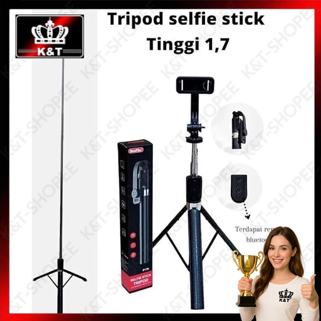 NeePho P170 Selfie Stick Tripod 170cm Tripod Stand with Wireless Remote ...
