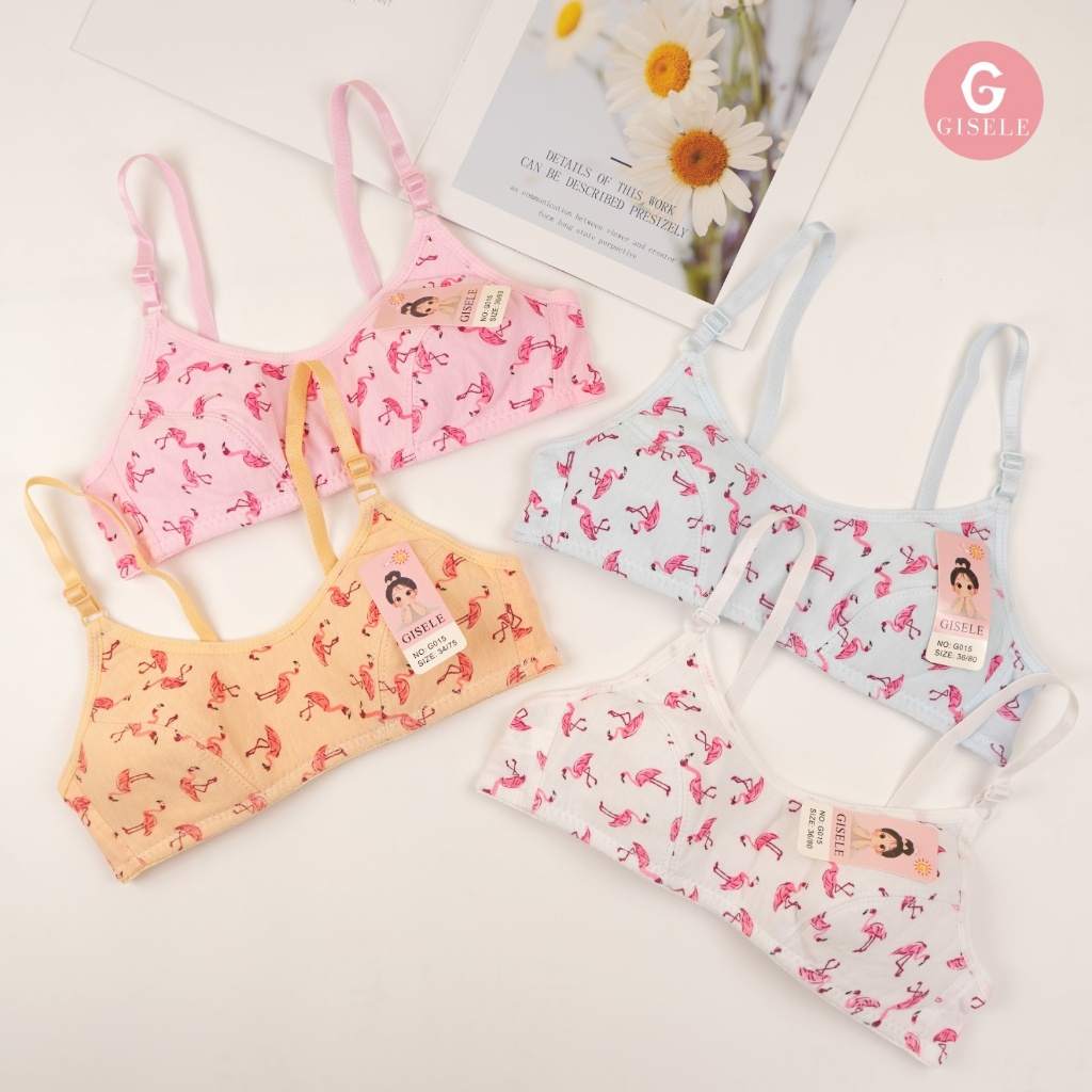 3pcs. FLAMINGO Baby Bra Cotton Comfortable Adjustable Student Bra Non ...