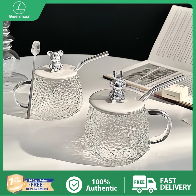 Green Moon mall Coffee Mug Heat Resistant Glass Cartoon Cute Bear Cup ...
