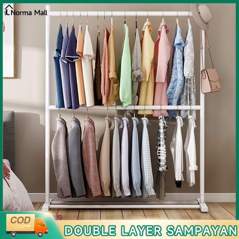 Norma Double Layer Clothes Hanging Rack Sampayan Stainless Clothes Rack ...