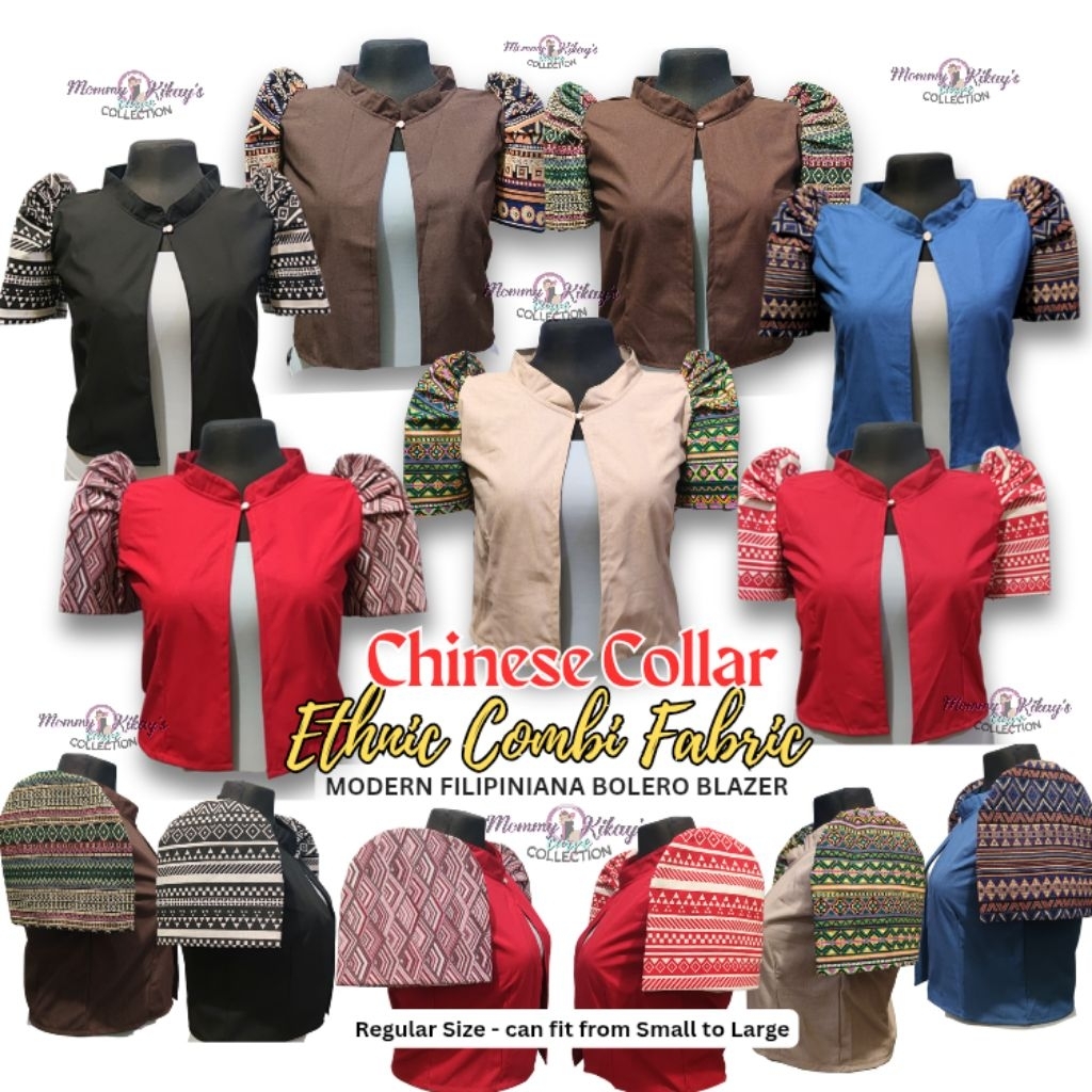 Filipiniana Bolero Blazer Top – Chinese Collar w/ Neck Pin | Tsinoy ...