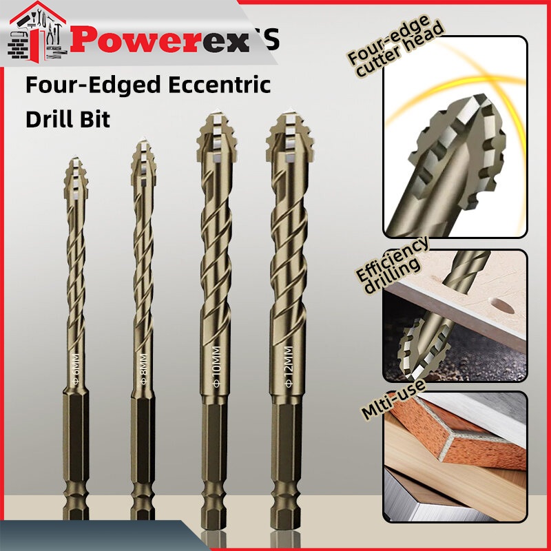 Hex Masonry Eccentric Drill Bit Set Four-Edge Serrated Drill Bits 1/4 ...