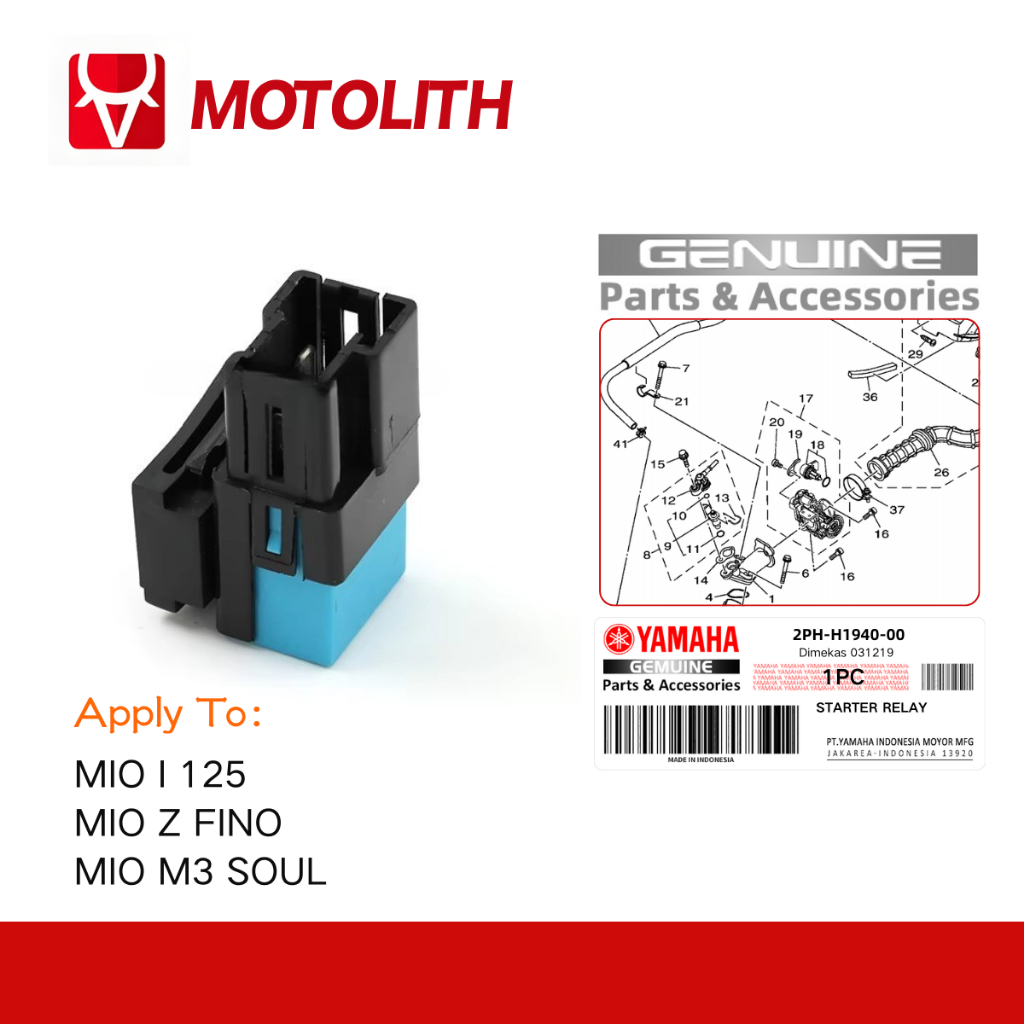 Yamaha Genuine Starter Relay for Mio M3 Soul GT 125 Mio Z New 2PH-H1940 ...