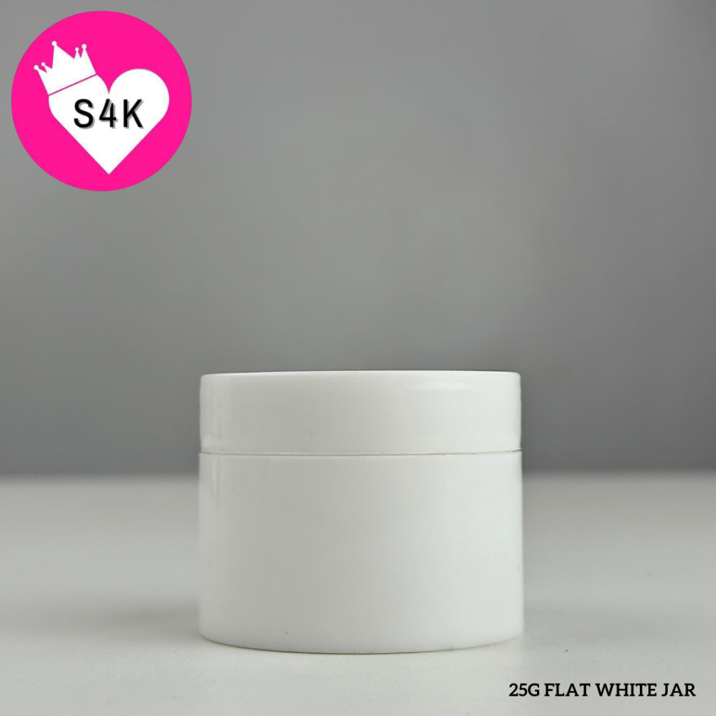 25g Flat White Plastic Jar with Liner – Cream Container for Sunblock ...