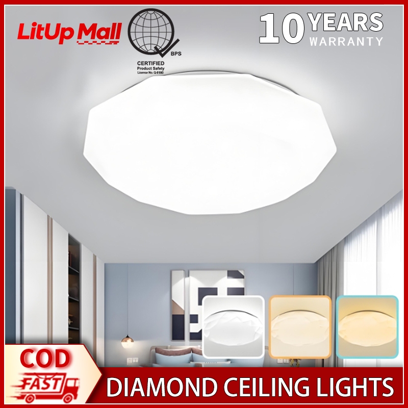 LitUp Diamond LED Ceiling Light Tri Color Room Light For Living Room ...