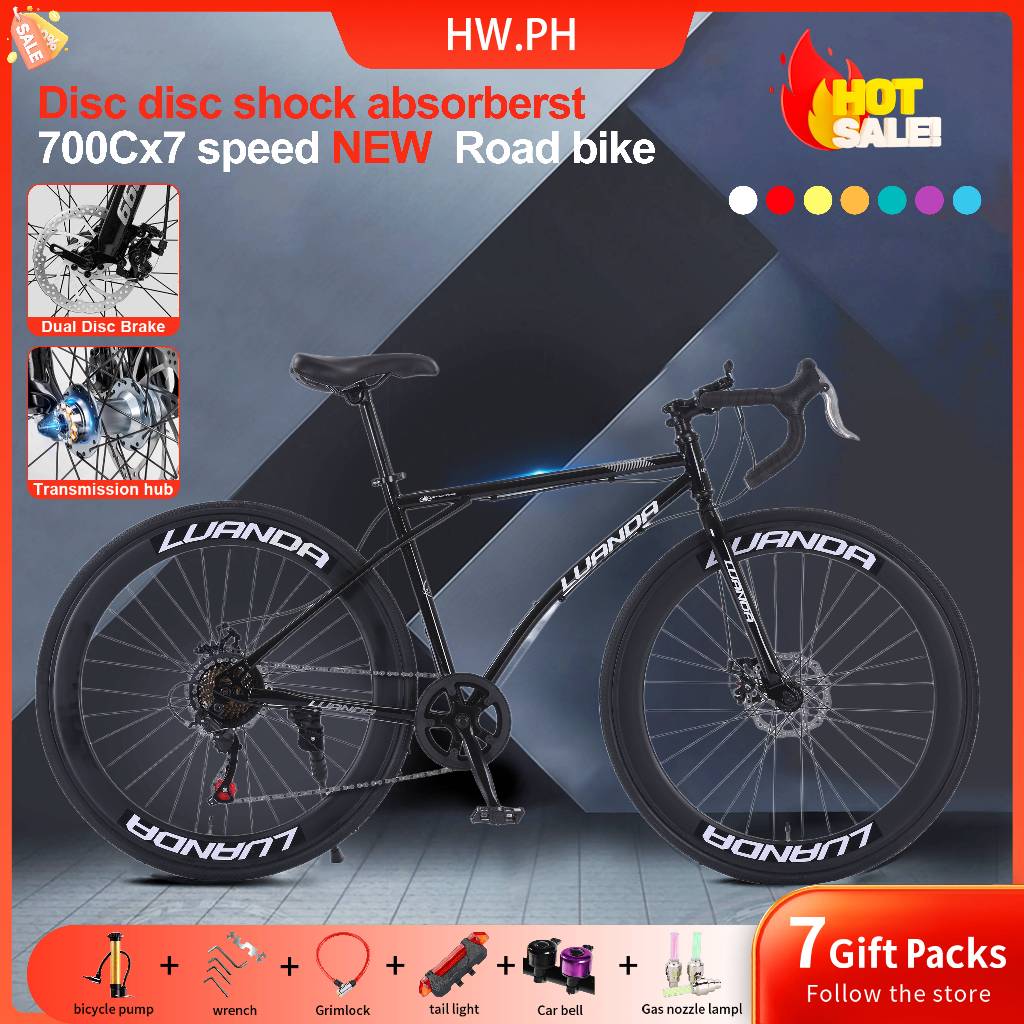 【COD&SPayLater】LUANDA New 700c Road Bike High Carbon Steel 7-Speed ...