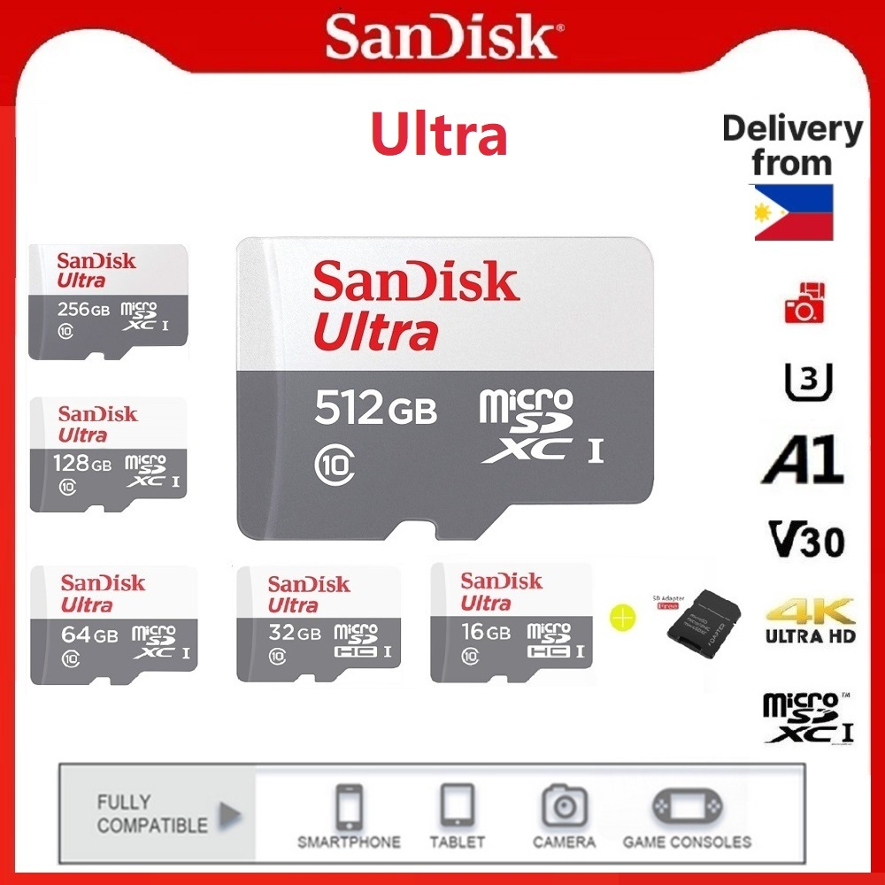 Sandisk For CCTV Memory Card Ultra 512GB 256GB Micro SD 16GB 32GB ...