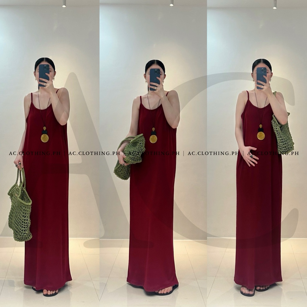 NADINE - Spaghetti Maxi Dress | Shopee Philippines
