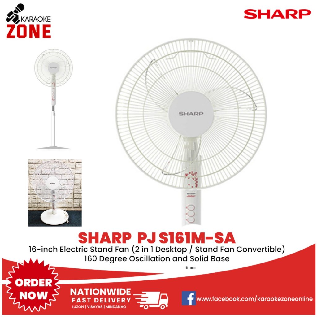 SHARP PJ-S161M-SA 2in1 Convertible Into Table/Desk Fan /16" Fan Blade ...