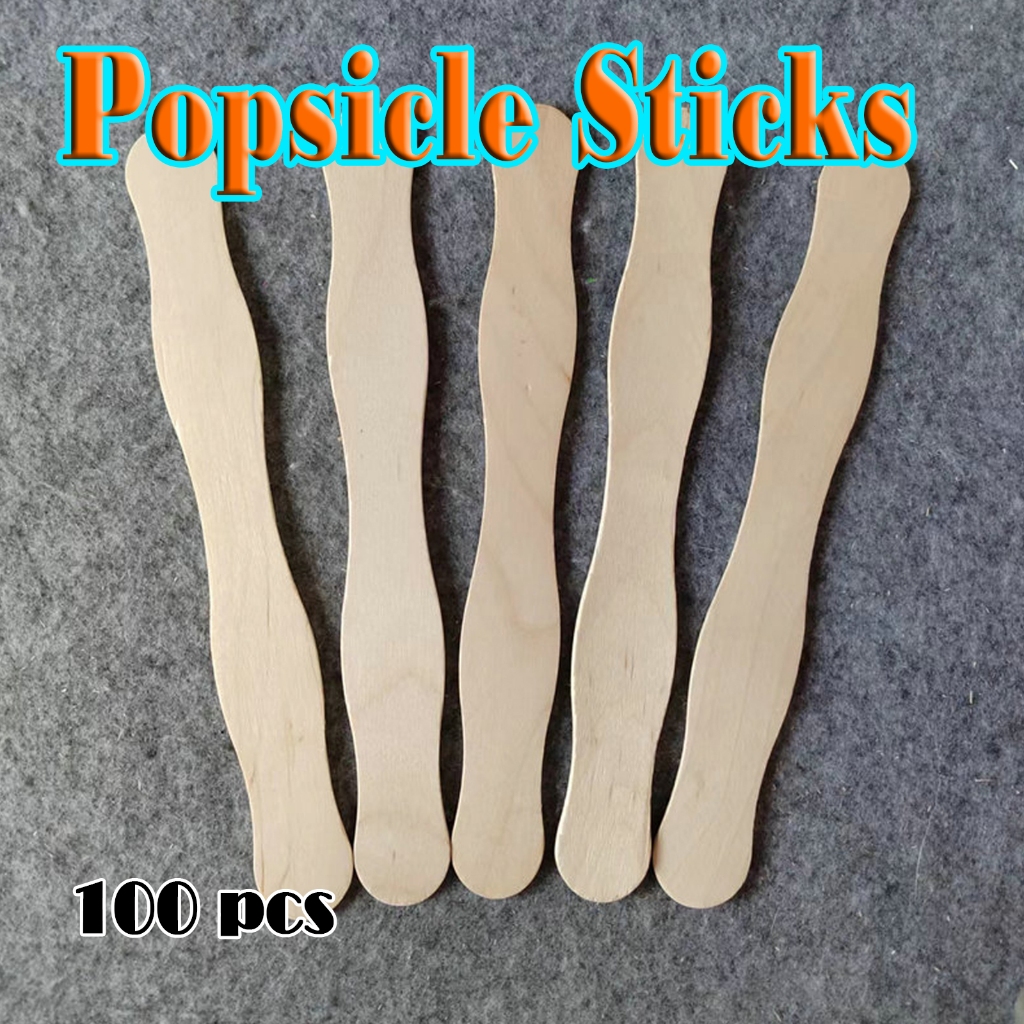 Wooden 8" Fan Handles Pack 100, Jumbo Craft Popsicle Sticks for Wooden ...