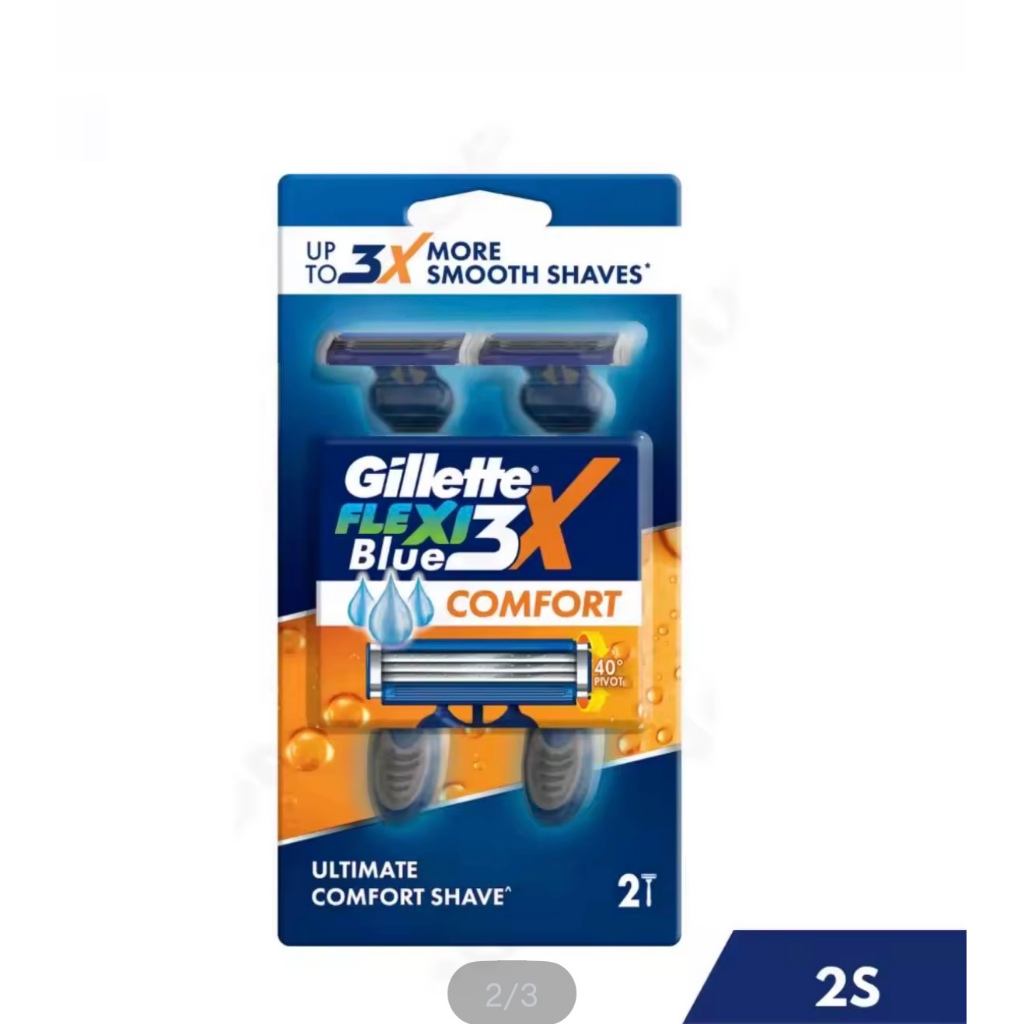 Gillette Blue 3 Flexi Comfort Disposable Razor Shave 2 Pieces Blister ...