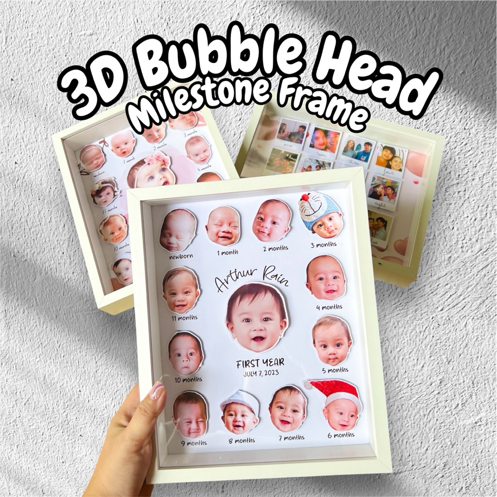3D Bubble Pop Head Baby Monthly Milestone Frame | Relationship Monthly ...