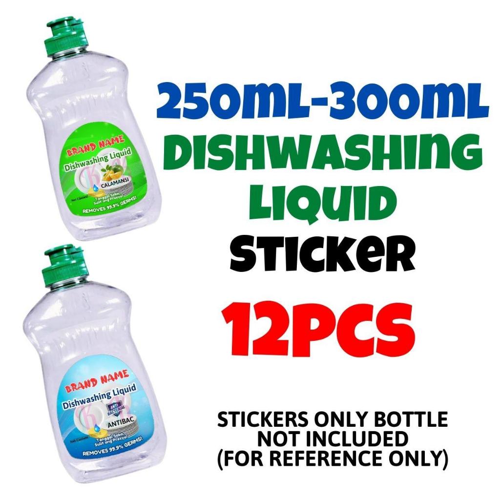 12pcs Customize Sticker Label for 250ml-300ml Bottle Dishwashing Liquid ...