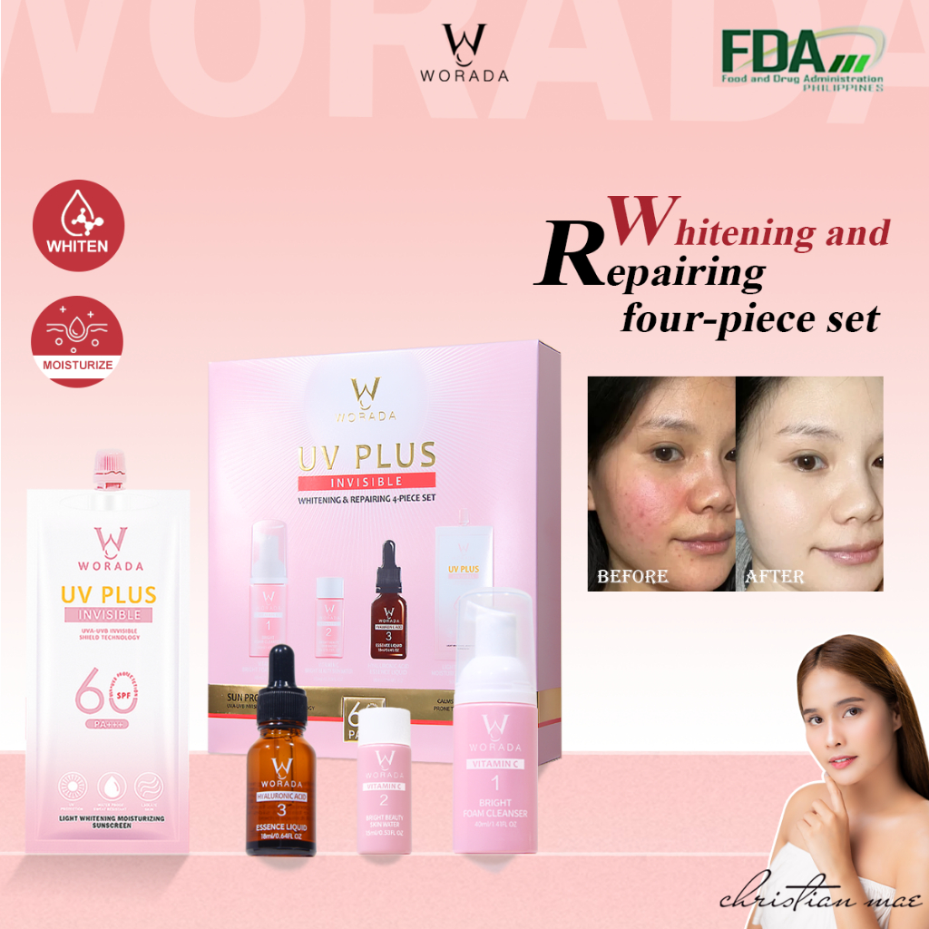 WORADA 4-in-1 Skincare Set: VC Foam Cleanser+ Toner+ Serum+ SPF60 ...