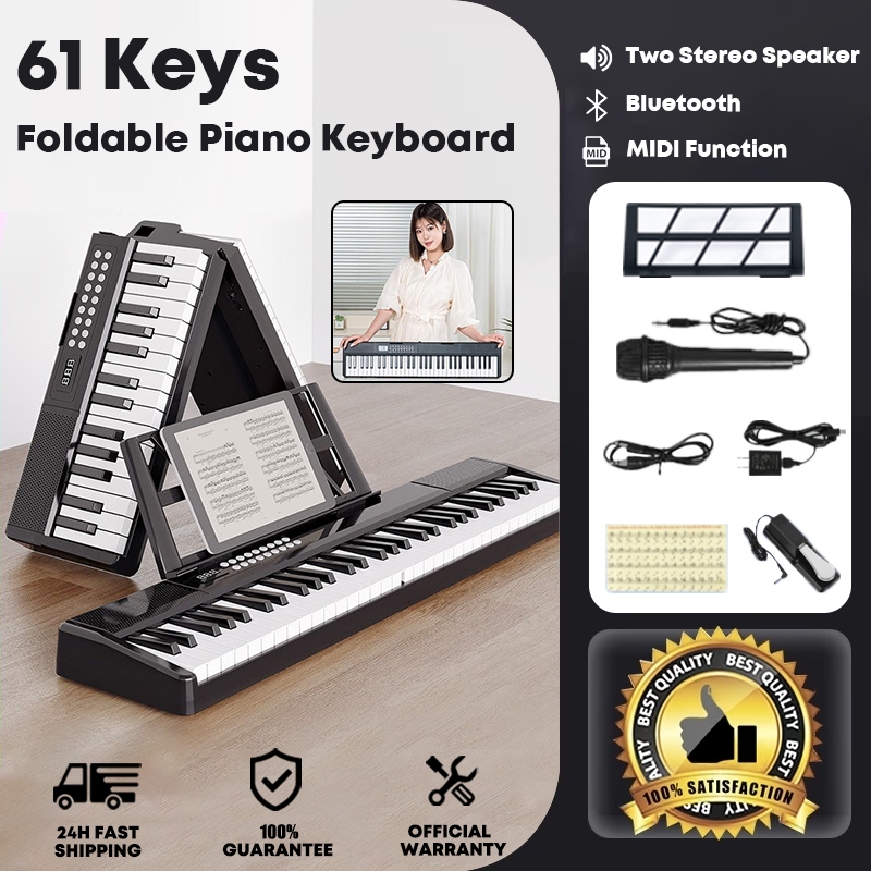 61 Keys Folding Piano Electronic Keyboard Piano Portable Bluetooth ...