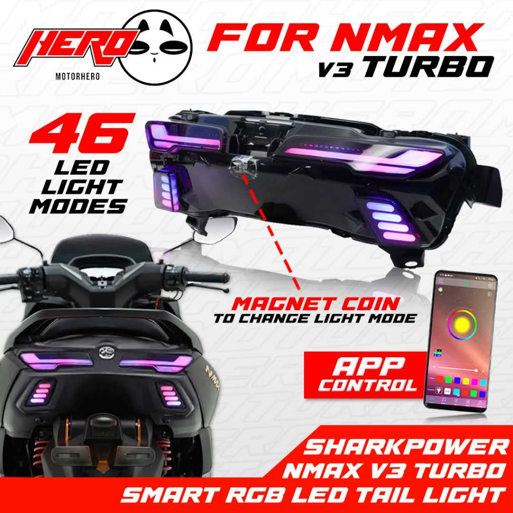 Nmax v3 Turbo Smart RGB Tail Light LED Smartphone App Customization ...