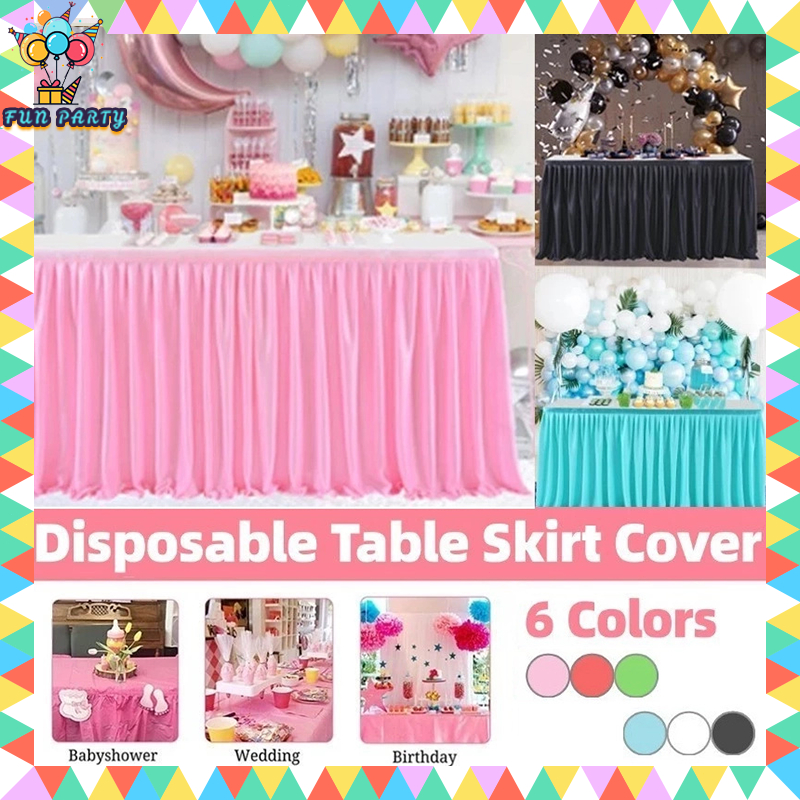 Disposable Table Skirt Waterproof 6 Colors Oilproof Plastic Table Cover ...