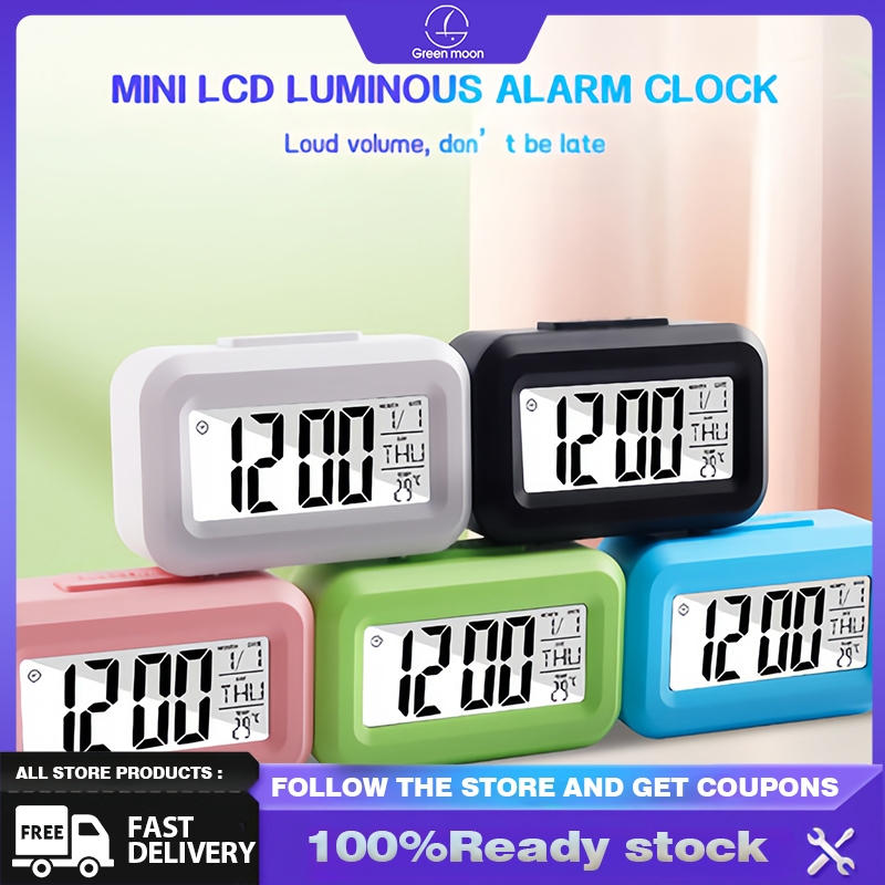 Green Moon Digital Backlight LED Display Table Alarm Clock Snooze ...