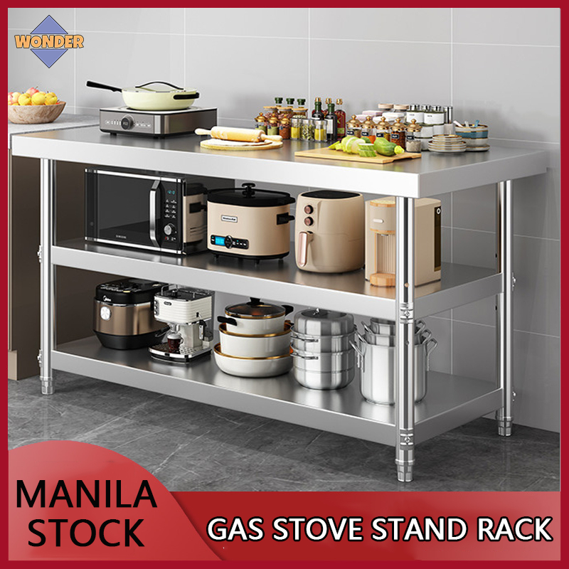 3 Layers Console Table Kitchen Table 304 Stainless Steel Kitchen Stove ...
