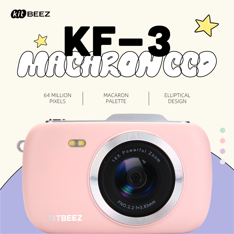 【KiTBEEZ KF-3】Y2K CCD Digital Camera 64MP 4K Camera For Vlogging 18X Zoom with built-in Flash ...