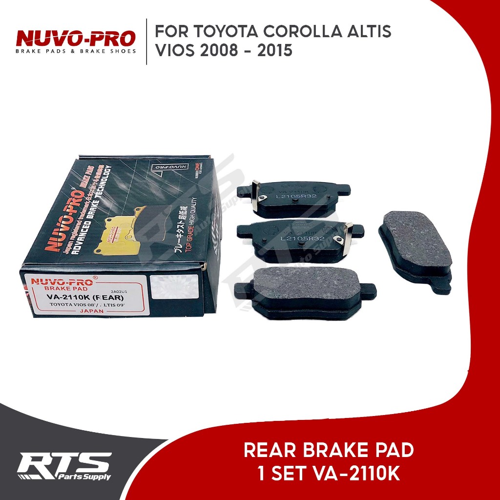 Nuvo-Pro Rear Brake Pad VA-2110K Toyota Vios 2008 - 2015 2016 2022 1.5 ...