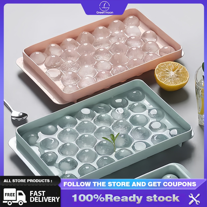 Green Moon Tray Ice Cube Molder Round Balls Ice Mold Plastic Tray Ice ...