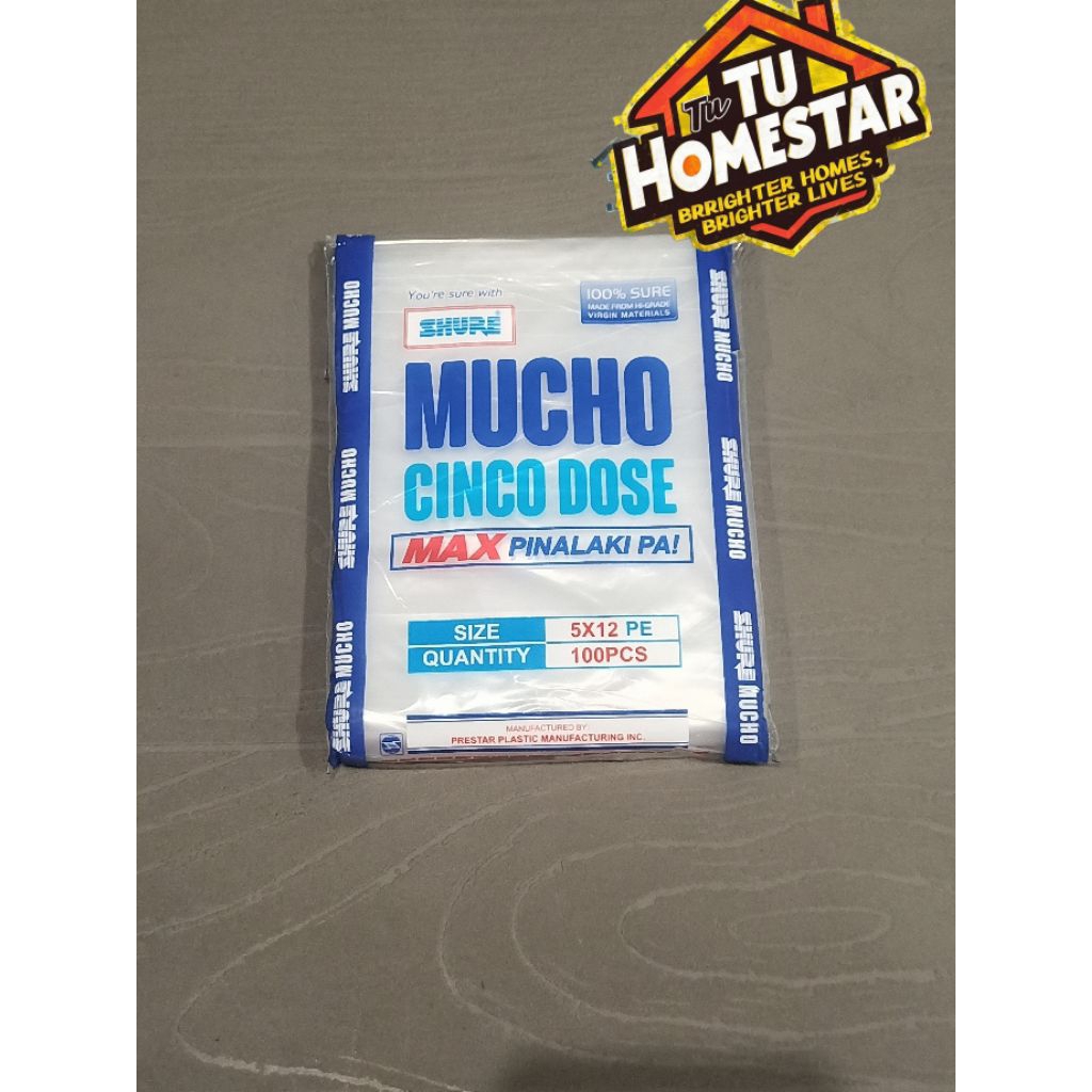 [1 PACK] SHURE MUCHO 5x12 CINCO DOSE PLASTIC ICE BAG (100 PCS) | Shopee ...