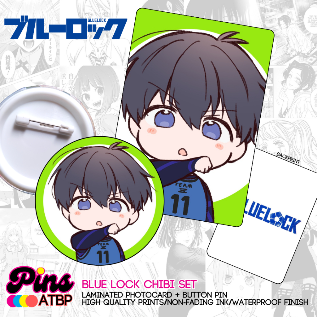 Blue Lock Chibi Anime Collectible Photocard Button Pin - Pins ATBP ...