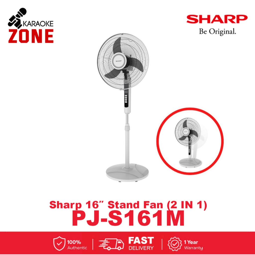 SHARP PJ-S161M 2in1 Convertible Into Table/Desk Fan /16" Fan Blade ...