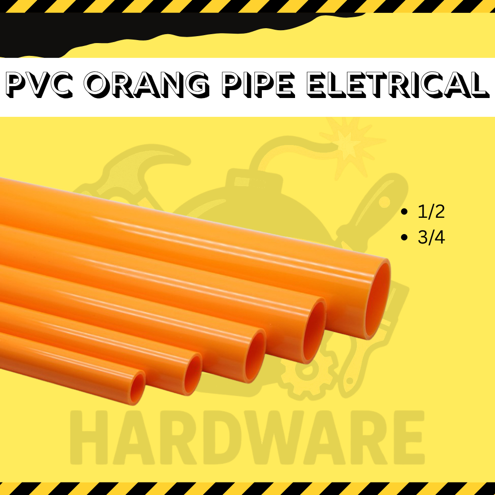 PVC Pipe Orange Electrical Plumbing 1/2'', 3/4" Sold by 100cm, 93cm ...