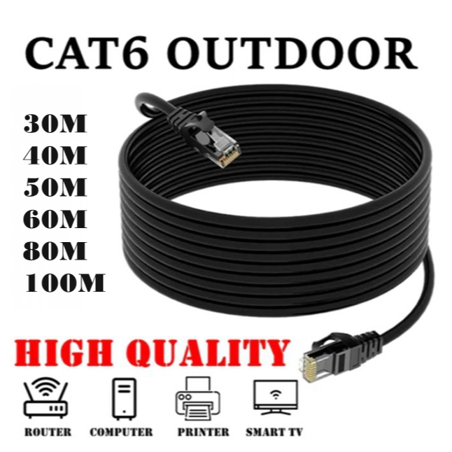CAT6 OUTDOOR 30M 40M 50M 60M 80M 100M RJ45 Ethernet Lan Network Patch ...