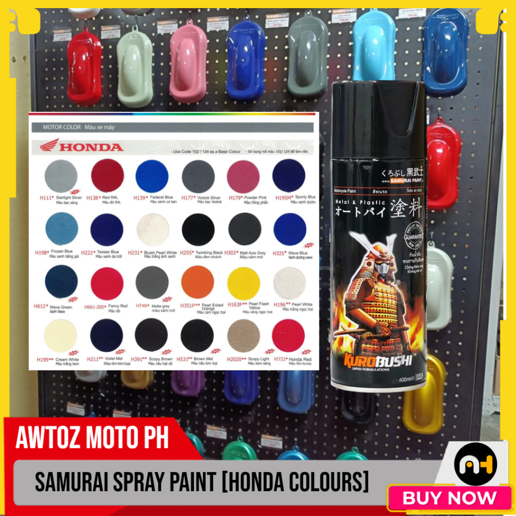 SAMURAI SPRAY PAINT [HONDA 24 COLOURS] | (Korubushi Japan) | Shopee ...