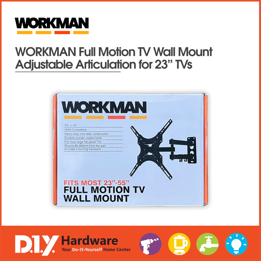 WORKMAN Full Motion TV Wall Mount – Adjustable Articulation for 23″ TVs ...