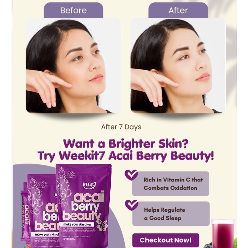 【FDA Approved】Weekit7 Acai Berry Powder Beauty Drink Glowming Dietary ...