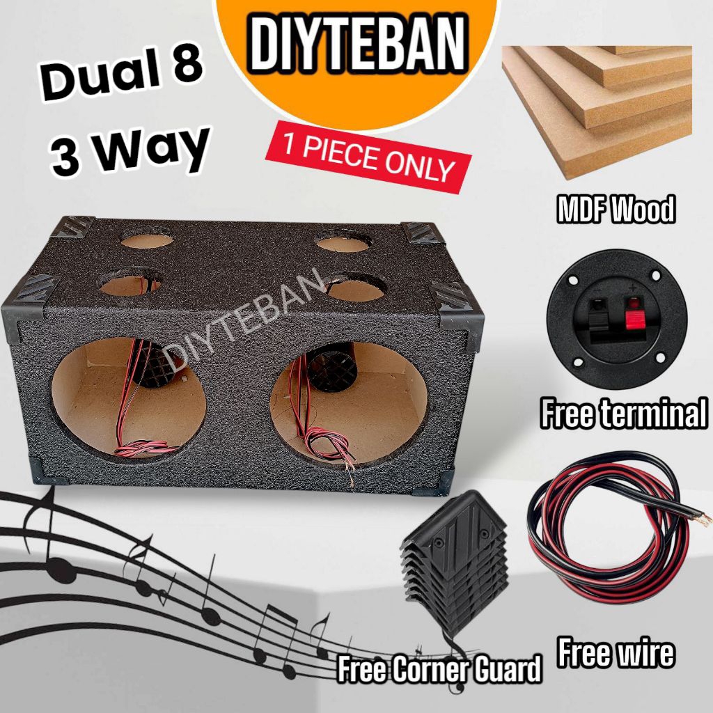 Dual 8 Inch Ported 3 Way with Mid and Tweeter Hole Affordable All in ...