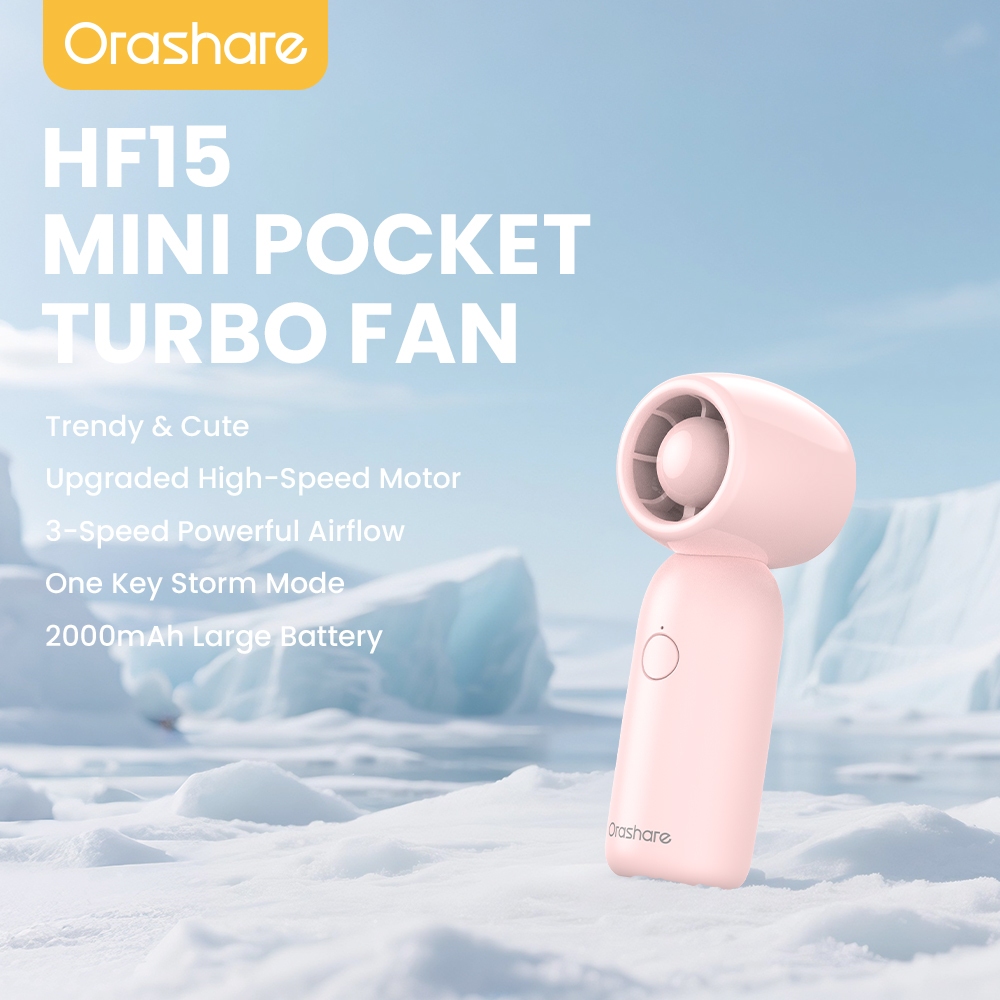Orashare HF15 Turbo High Speed Pocket Turbo Fan 2000mAh Rechargeable Super MIni Fan 18000 RPM ...