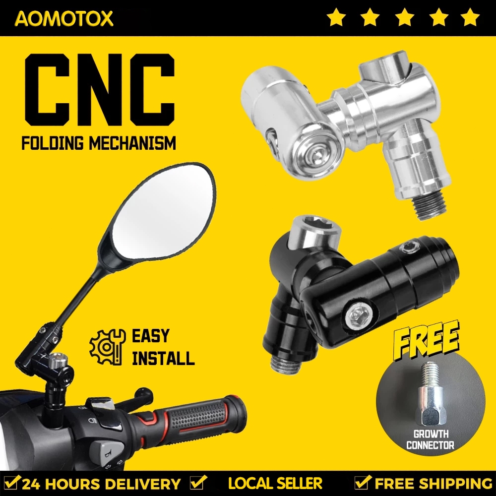 【COD】Motorcycle Side Mirror Folding Mechanism Universal Rearview Mirror ...