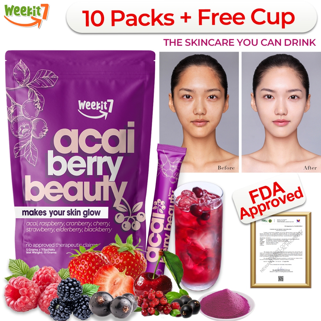 【FDA Approved】Weekit7 Acai Berry Powder Beauty Drink Glowming Dietary ...